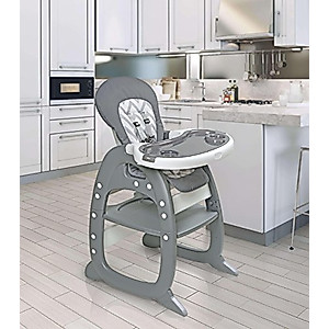Badger Basket Envee II Baby High Chair with Playtable Conversion – Gray Chevron, 5-Point Harness, Dishwasher Safe Tray, Machine Washable Cushion