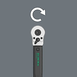 Wera - 5075611001 "Click-Torque B 2 torque wrench with reversible ratchet, 3/8"" x 20-100 Nm", black/green