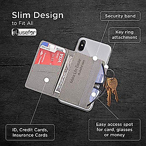 Stick-On Phone Wallet for Back of iPhone or Android Case | 6 Sleeve Credit Card Holder - Pocket for Cards, Money & ID - Built-in Stand - Waterproof Material - Travel, Work & Life-Proof - Gray