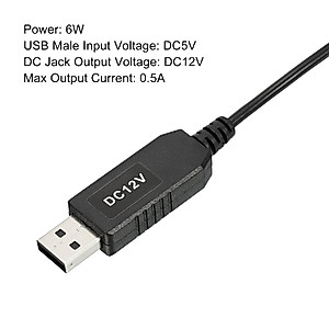 PATIKIL 6W 0.5A USB Step Up Voltage Converter, DC 5V to DC 12V Power Supply Adapter Jack 4.0x1.7mm Cable for Router LED Lamp Speakers