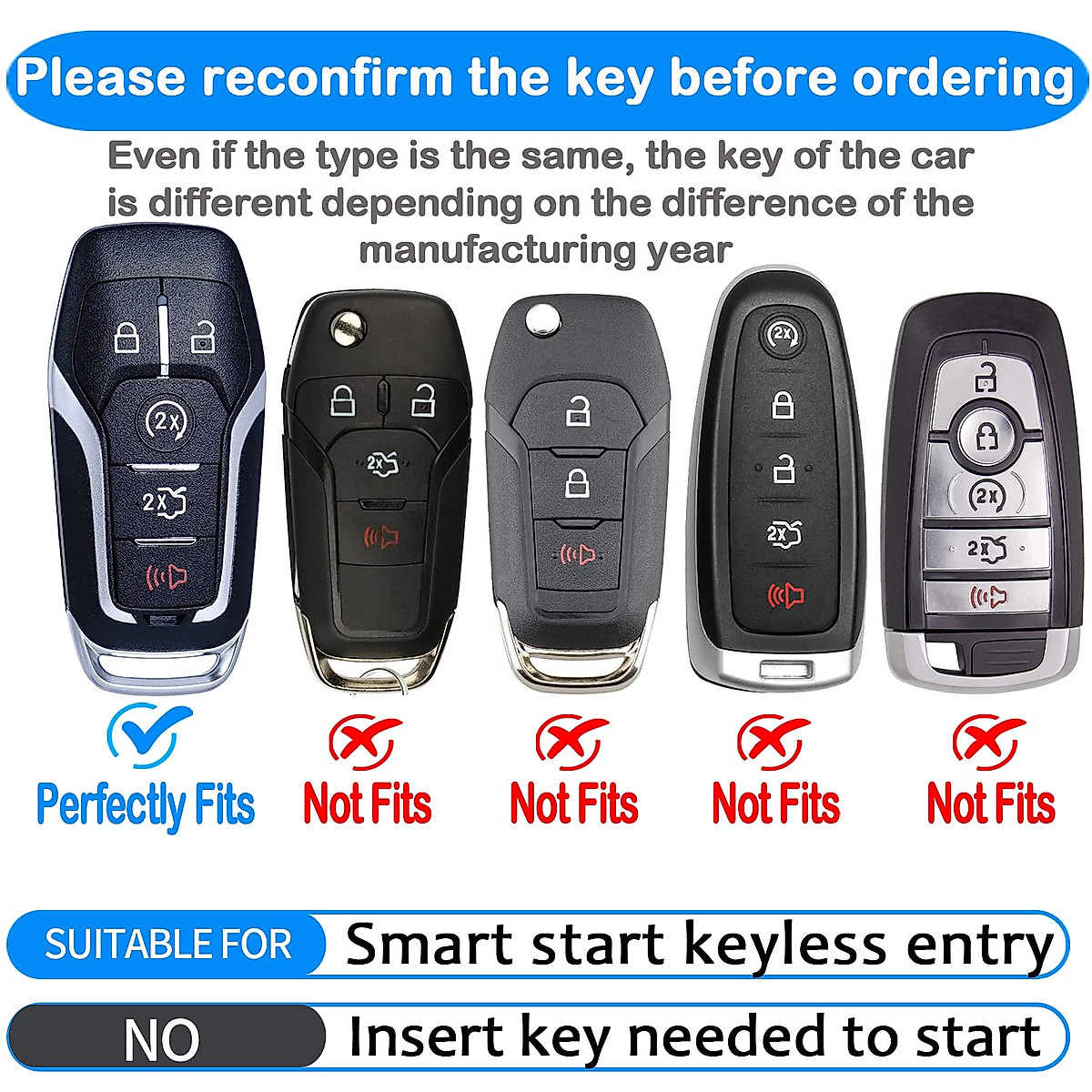 Tukellen for Ford Key Fob Cover Premium Soft Full Protection Key Case Shell Compatible with 2013-2016 Ford Fusion 2015-2017 Ford Mustang F-150 Explorer(Red)