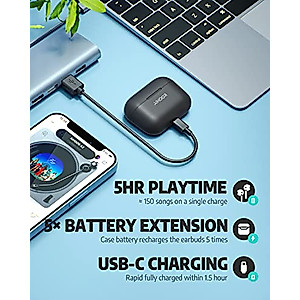 AIHOOR Wireless Earbuds for iOS & Android Phones, Bluetooth 5.3 in-Ear Headphones with Extra Bass, Built-in Mic, Touch Control, USB Charging Case, 30hr Battery Earphones, Waterproof for Sport