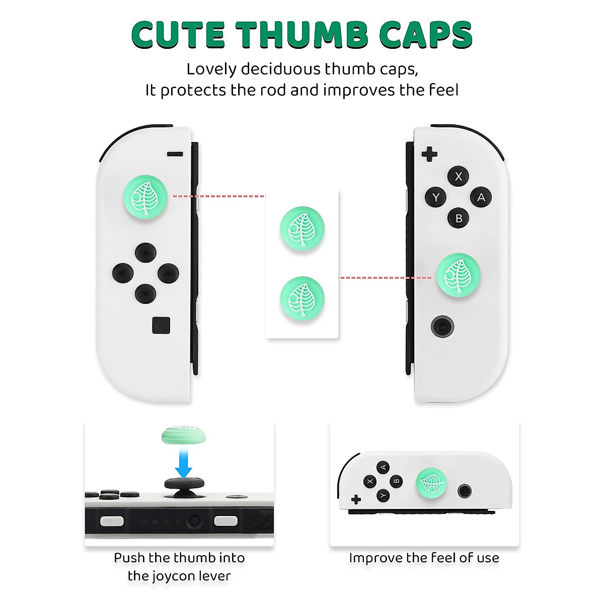 FUNDIARY Green Travel Carrying Case for Nintendo Switch and Switch OLED with Animal Crossing Leaf Design, Shockproof Accessories with Portable Storage Bag, Game Card Case, Handle Strap & 2 Thumb Caps