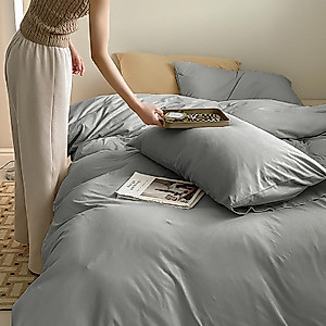 Cottonight Grey Comforter Sets Queen Dark Grey Comforter Queen Size Men Women Charcoal Grey Quilts Blanket Modern Solid Smoke Gray Bedding Comforter Set for Men Boys Adults