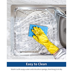 Bligli Sink Mat for Stainless Steel/Ceramic Sinks, 2 Pack 15.7x11.8 inches PVC Sink Protectors for Bottom of Kitchen Sink, Dishes and Glassware drain Mats, Durable and Fast Draining (Transparent)