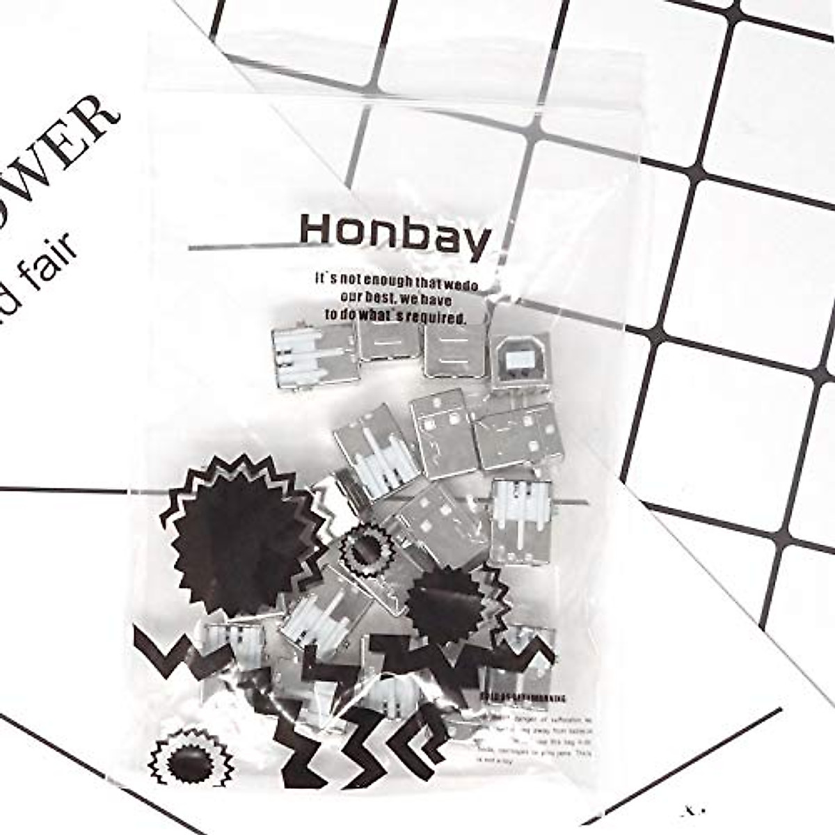 Honbay 20PCS USB 2.0 Type B Female Socket Connector Jack Port, 4-Pin DIP 90 Degree Right Angle, Repair Replacement Adapter