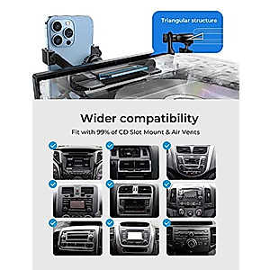 AINOPE CD Slot Car Phone Holder Mount 3 in 1 Multiple Choices Gravity Phone Holder Mount for Car Vent with Metal Hook Car Phone Holder Compatible with iPhone 14, All 4-7 Inch Cell Phones
