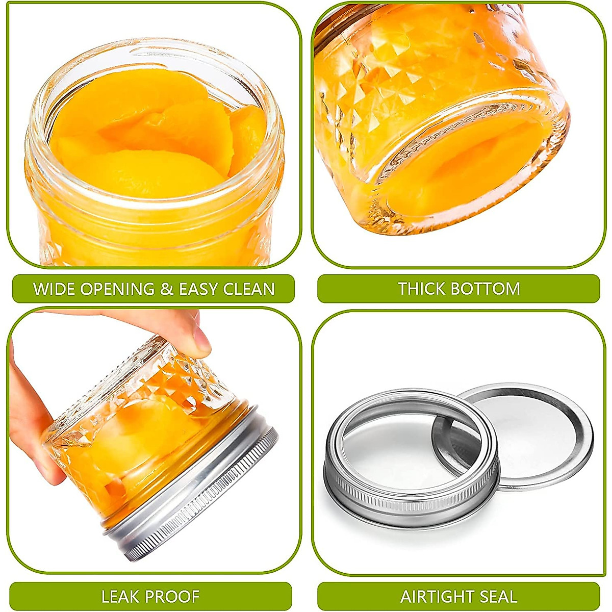 Cibeat 16 PACK Mini Mason Jars Glass Canning Jars, 4 OZ Jelly Jars With Regular Lids, Ideal for Honey, Jam, Wedding Favors, Shower Candle, Baby Food, Small Spice Jars