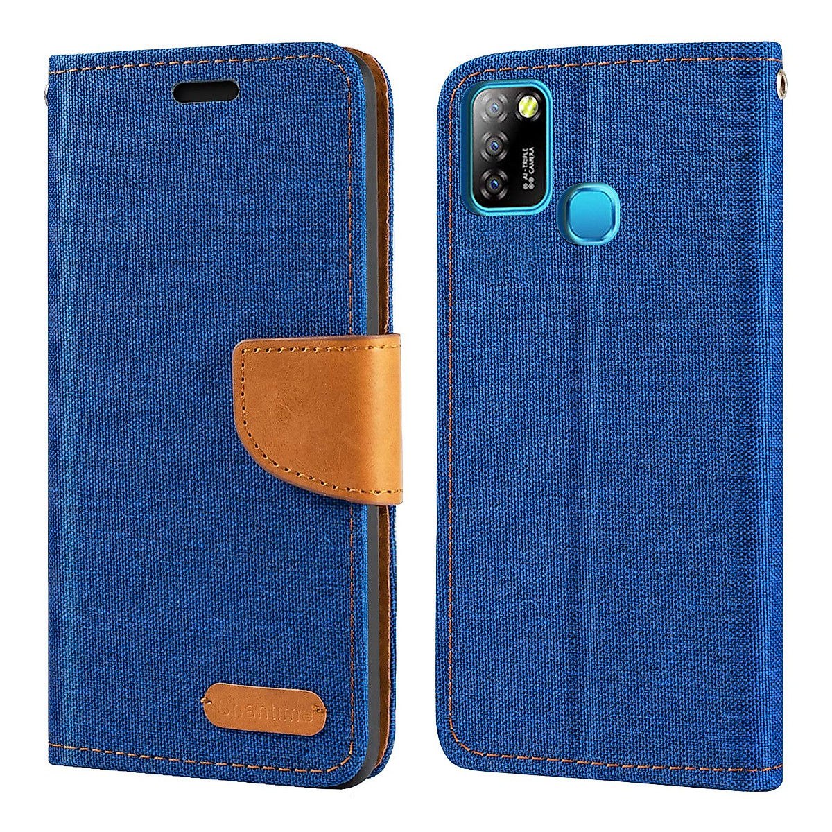 Infinix Smart 5A Case, Oxford Leather Wallet Case with Soft TPU Back Cover Magnet Flip Case for Infinix Smart 5A (6.6”) Blue
