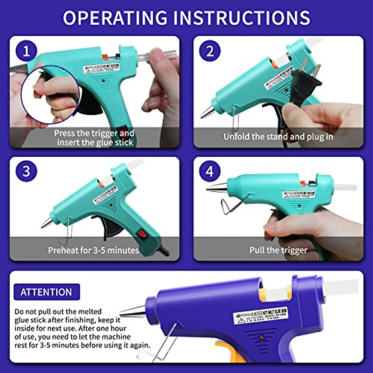 Mini Hot Glue Gun Set for Class Project, Small Glue Gun Kids Hot Melt Arts Craft DIY Glue Gun for Crafts School DIY Arts Home Quick Repairs (Multicolored 8 Pieces)