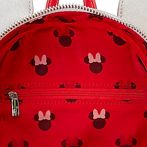 Loungefly Disney Minnie Mouse Red and Silver Womens Double Strap Shoulder Bag Purse