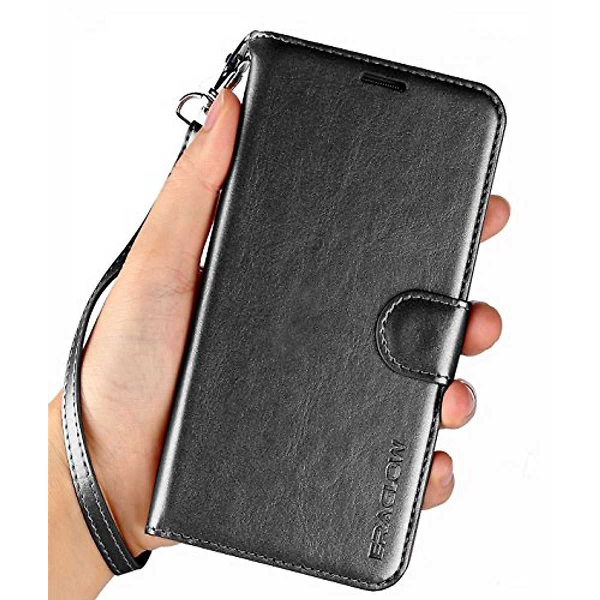 ERAGLOW Galaxy A10E Case,Galaxy A10E Wallet Case,Premium PU Leather Wallet Flip Protective Phone Case Cover w/Card Slots & Kickstand for Samsung Galaxy A10E A10 E 2019(Black)