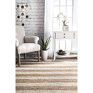 nuLOOM Alisia Flatweave Stripes Jute Runner Rug, 2' 6" x 6', Off-white