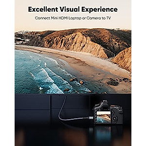 Mini HDMI to HDMI Cable 10FT, Highwings (4K 60Hz) High Speed HDMI to Mini HDMI Male Bi-Directional 2.0 Cord, for HDTV, Tablet, Camera and Camcorder [Aluminum Shell, Nylon Braided]