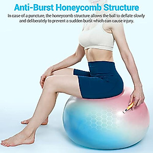 Sportneer Extra Thick Exercise Ball - 25.6''Yoga Ball with Quick Pump - Anti-Burst and Slip Resistant Fitness Ball Chair for Pregnancy and Physical Therapy