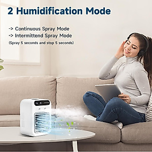 Portable Air Conditioners, Tusivo Cooling Fan Mini Air Conditioner with 2 Cool Mist & Speeds, Personal Air Conditioner Evaporative Air Cooler Fan Small AC Unit for Desk Bedroom Office Camping