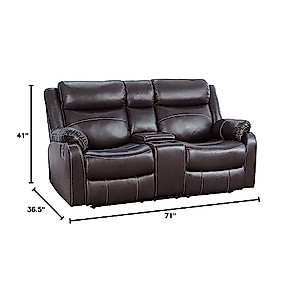 Homelegance Yerba 70" Microfiber Double Reclining Loveseat W, Dark Brown