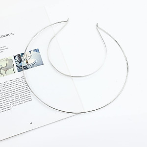 Lawie 6 Pack 2 Layer Metal Silver Queen Goddess Angel Halo Crown Headband Thin Hairbands Tiara Hair Hoops DIY Craft Plain Base Wedding Bridal Headpieces Prom Halloween Party Hair Accessories