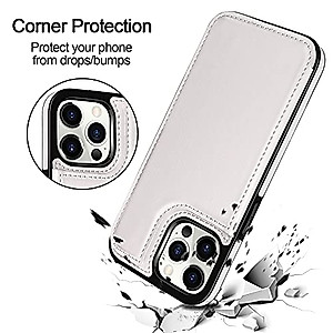 HianDier Wallet Case Compatible with iPhone 13 Pro MAX Case 5G 6.7-inch Slim Protective with Credit Card Slot Holder Flip Folio Soft PU Leather Magnetic Closure Cover, White
