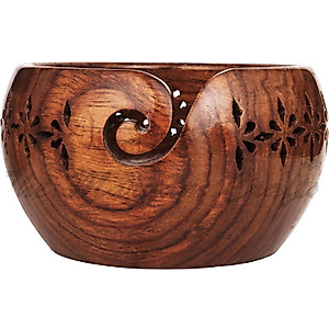 Personalized Rosewood Wooden Storage Yarn Bowl, Bowl Holder & Dispenser for Tangle-Free Yarn Perfect Large Knitting & Crochet Bowl - Personalized Gift (Personalized, Small - 6" Dia x 3" Height)