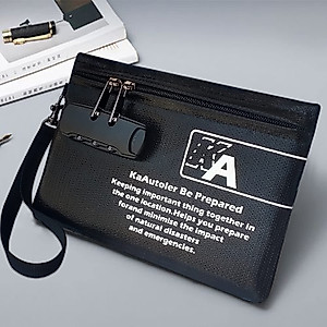 Small Fireproof Bagwith Lock,KaAutoler Fireproof, Waterproof Money Bag, with Zipper Fireproof Safe Box Money Pouch Envelope Container for Cash, for Keys, Cash, Jewelry and Other Valuables