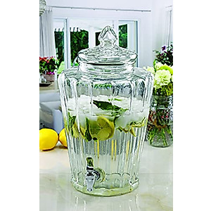 Style Setter Royal Ridge Beverage Dispenser Cold Drink Dispenser w/ 2.3-Gallon Capacity Glass Jug, Leak Proof Acrylic Spigot Great for Parties, Weddings & More