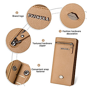 TOYOHOLA Purses Wallets for Women RFID Blocking PU Leather Zip Around Ladies Clutch Purse (Lip-Black)