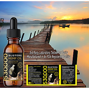 K2xLabs Buster's Organic Hemp Oil for Dogs and Pets, 530,000 Max Potency, Made in USA - Miracle Formula, Perfectly Balanced Omega 3, 6, 9 - Joint Relief, Calming