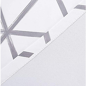 DriftAway Raymond Geometric Triangle Trellis Pattern Lined Thermal Insulated Energy Saving Window Curtain Valance for Living Room 2 Layers 52 Inch by 18 Inch Plus 2 Inch Header Gray and White