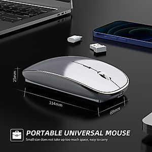 Halpilt Wireless Mouse Chargeable Portable Silent Wireless Mouse USB and Type-C Dual Mode Wireless Mouse 3 Adjustable DPI for Laptop, Mac, MacBook, Android, PC (Q23S Black) (Grey)