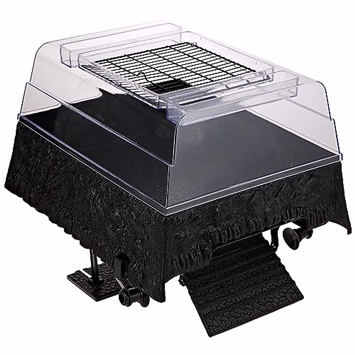 PENN-PLAX Reptology Turtle Topper – Above Tank Basking Platform That Safely Mounts to Standard Size Tanks Including 10g, 20L, 20H, 29g, up to 55 Gallons and 13” Wide – Black Color