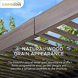 Sunjoy Outdoor Pergola 10 x 12 ft. Steel Frame Pergolas with Nature Wood Grain Finish for Patio, Garden and Backyard Activities by SummerCove
