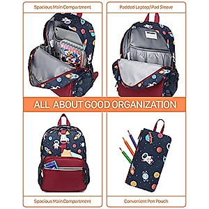 Bagseri Preschool Backpack, Kids Backpacks for Boys, Toddler School Backpack with Chest Strap BPA Free, 15 Inch (Astronaut, Dark Blue)