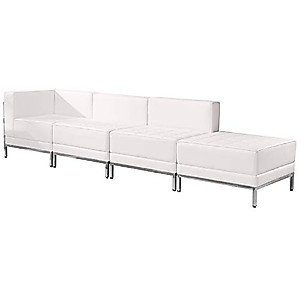 Flash Furniture HERCULES Imagination Series White LeatherSoft 4 Piece Chair & Ottoman Set