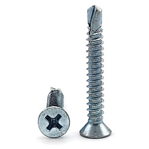 #8-18 Phillips Flat Head Self Drilling Screws Zinc Plated Steel TEK Sheet Metal Screws #8-18 x 1-1/2" Qty 1000