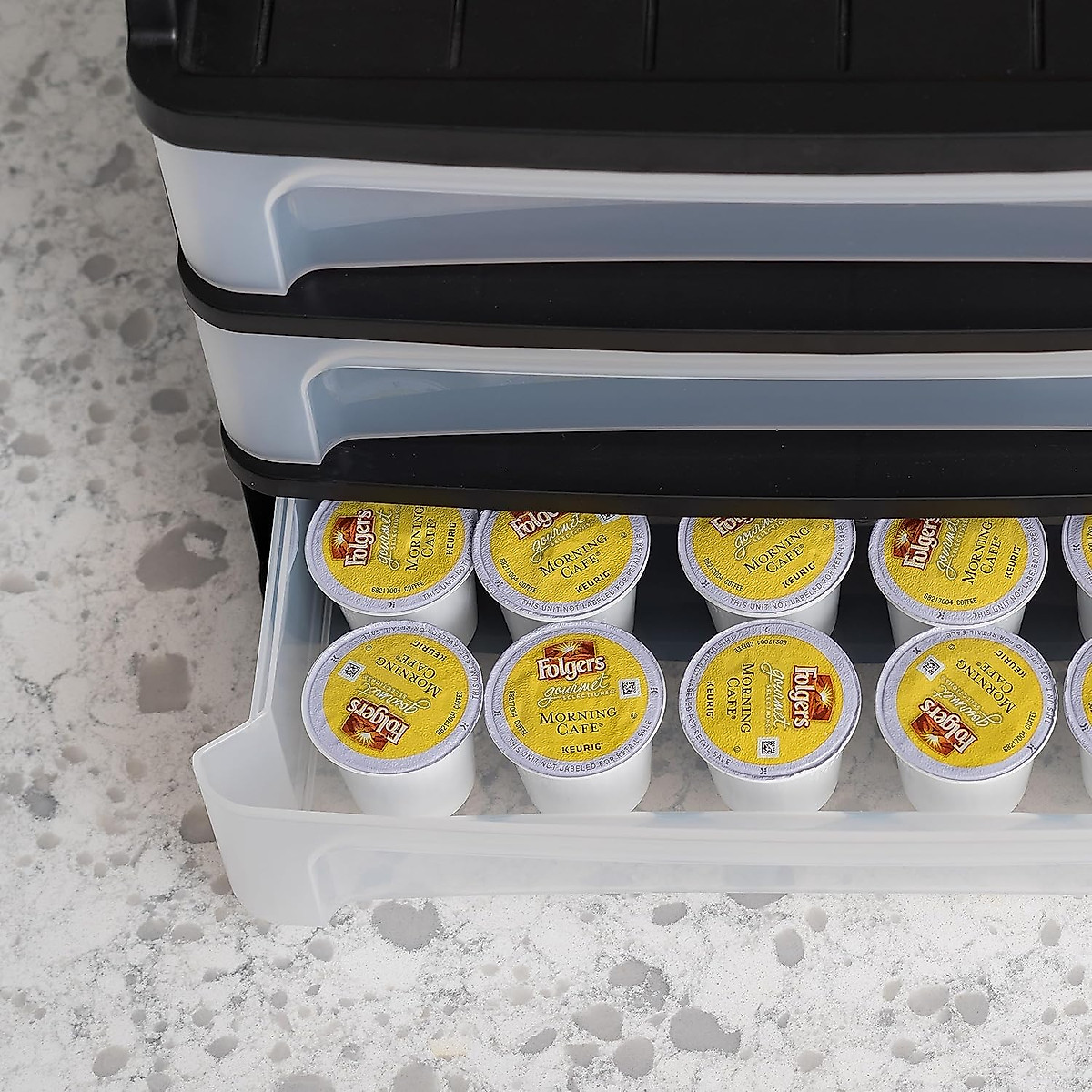 IRIS USA Medium 3-Drawer Desktop Organizer with Open Tray Top, for Office, School, Stationary, Makeup Organizer, Bathroom, Utility, Medical Supplies, Desk Organizer, Versatile Storage, Black