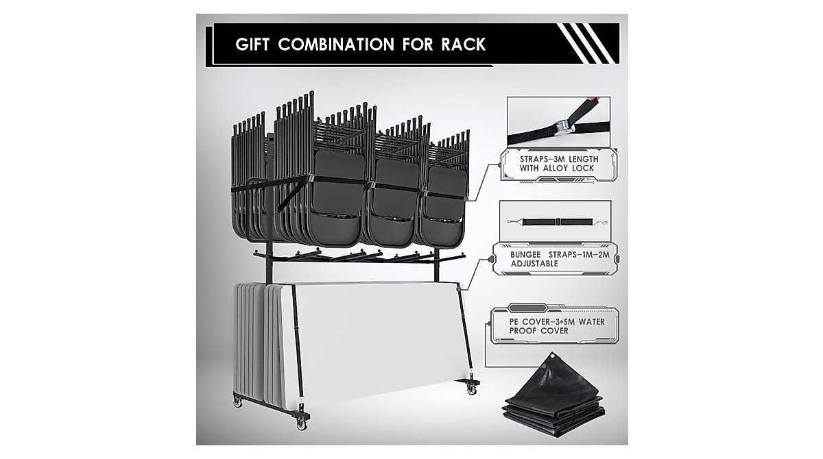 Folding Table and Chair Cart,Two Tier Folding Chair and Table Storage ...