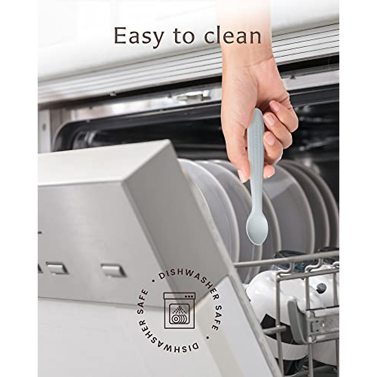 Willow + Sim Silicone Baby Feeding Spoons - BPA-Free, Non-Toxic, Soft & Gentle on Gums and Durable - Food-Grade Silicone Baby Spoons First Stage for Self Feeding 6 Months and Up (Sage/Sharkskin)