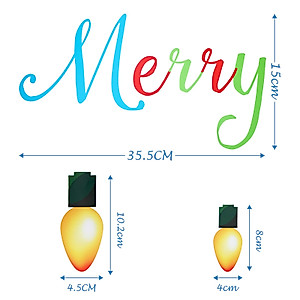 91 Pieces Christmas Wall Stickers Christmas PVC Merry Christmas Lights Bulb Wall Decals for Christmas Decoration