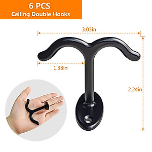 BAMI-LEE House Zinc Alloy Double Prong Ceiling Hook,6 pcs Under The Table Hook Coat Hook for Closet Top Bathroom Kitchen Cabinet Garage