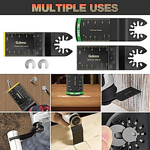 50PCS Universal Oscillating Tool Oscillating Saw Blades, Include 5PCS Titanium Oscillating Multitool Blades for Metal and Hard Material, Quick Release Multi Tool Blades Fits Most Models The Market