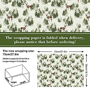 AnyDesign 12 Sheet Forest Theme Wrapping Paper Watercolor Woodland Gift Wrap Paper Bulk Green Tree Elk Art Paper for Birthday Wedding Baby Shower DIY Crafts Gift Packing, 19.7 x 27.6, Folded Flat