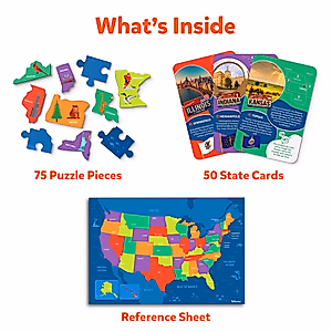 Skillmatics Guess in 10 States of America & United States Map Puzzle Bundle, Fun Educational Games for Kids and Adults for Kids, Teens & Adults, Gifts for Boys & Girls Ages 6, 7, 8, 9, and Up