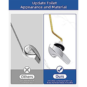 Hibbent Toilet Handle Replacement, Side Mount Tank Flush Lever Handle Compatible with Kohler Toilet Tank, Toilet Trip Lever with Stainless Steel Flapper Chains, Toilet Repair Handle, Chrome