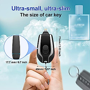EMNT Keychain Portable Charger for iPhone,1700mAh Mini Power Emergency Pod, External Fast Charging Power Bank Battery Pack, Smaller Cell Phone Charger for iPhone 14 13 12 11 Plus Pro XR X 8 7 6s 6 5