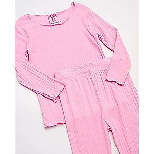 Mon Petit Baby Girls' Pajama Set - 8 Piece Rib Knit Sleepwear Shirt and Jogger Pants (12M-7), Size 4T, Light Pink/Grey/Ivory/Pink