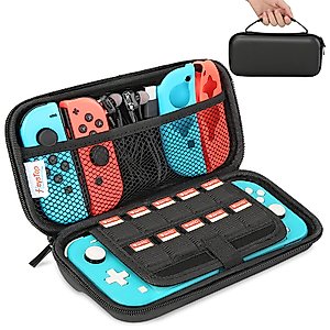 HEYSTOP Pouch Compatible with Nintendo Switch Lite, Protective Case Cover Carrying Case with 10 Game Card Cases, Accessories for Nintendo Switch Lite – Black