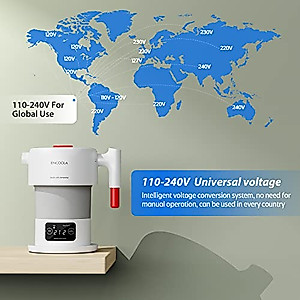 Encoola Travel Foldable Electric Kettle 110V-240V Portable Small Tea Kettle 850W Collapsible Hot Water Kettle 600ml Baby Bottle Heater Dual Voltage BPA Free