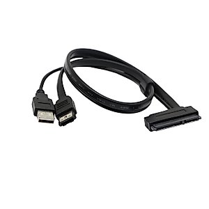 SinLoon 2.5'' Hard Disk Drive SATA 22Pin to eSATA Data USB Powered Cable Adapter for Optimized for SSD, Support UASP SATA IIIEC-SSHD(Black)