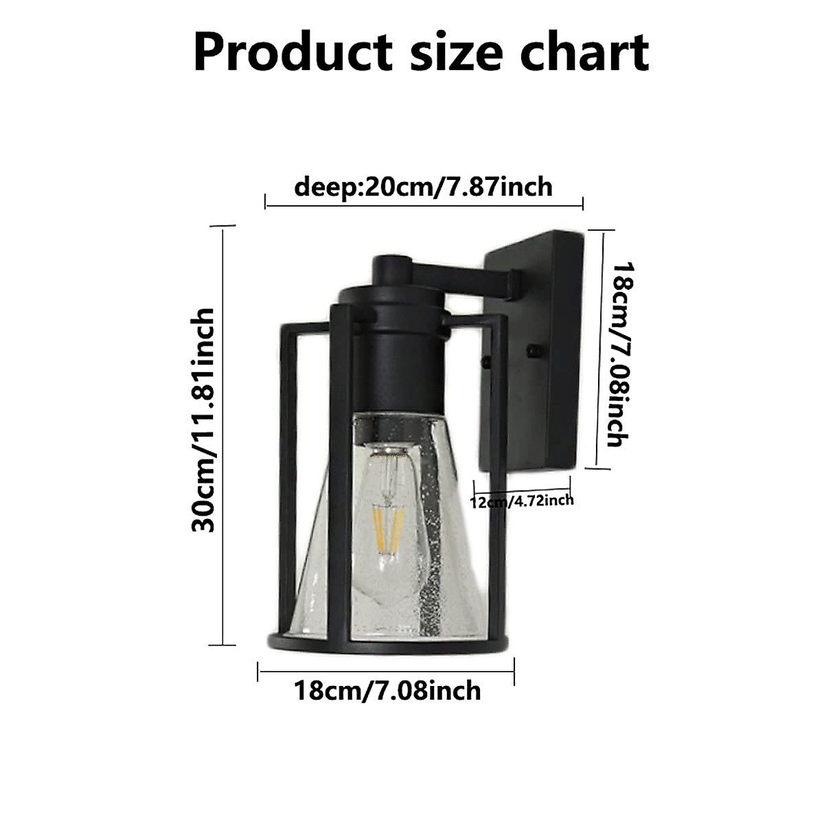 Black with 6W LED Bulb High Transmittance Lampshade Outdoor WallMounted Lamps,Waterproof and Rust Proof Exterior Wall Lamps,Suitable for Home Garden Terrace Wall Lamps Garage Front Door